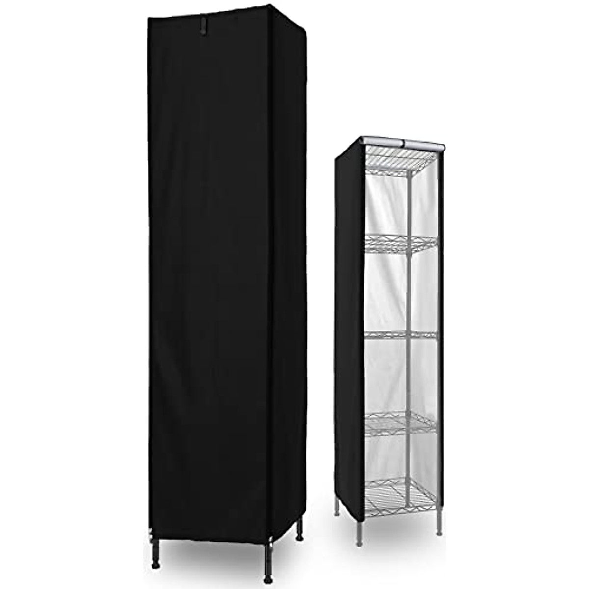 Sealcover Storage Shelf Wire Shelving Cover, Black High Density Rack Cover W24*D24*H71, Storage Rack Cover Used to Cover Sundries.