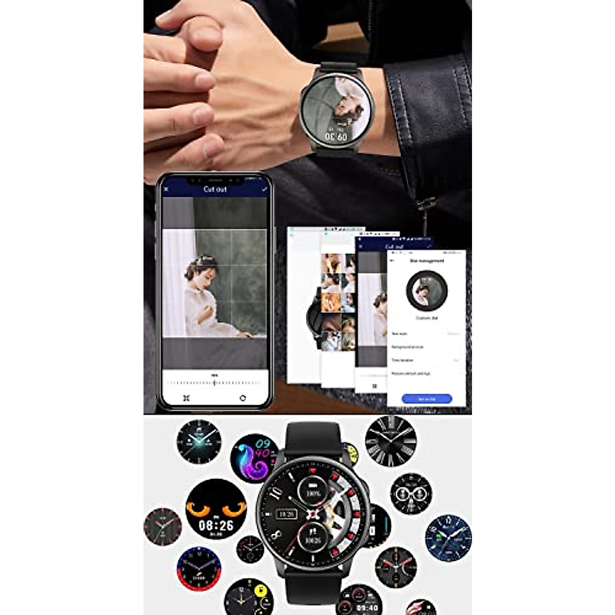 Holiday Smart Watches for Women, 1.32" AMOLED Touch Screen Ladies Fitness Watch with Heart Rate Monitor Sleep Step Counter Tracker Pedometer, IP68 Waterproof Smartwatch for Android iOS Phone