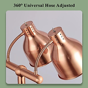 WTTTTW Food Heat Lamp Commercial 500W Portable Heat Lamp for Food, 2-Head Stainless Steel Food Heating Lamp, Catering Food Warmer Lamp for Kitchen Restaurant Cafeteria