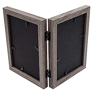 Golden State Art 5x7 Double Picture Frame Vertical Hinged Photo Frame 2 Opening Folding Family Frames Collage (5x7, Grey, 1-Pack)