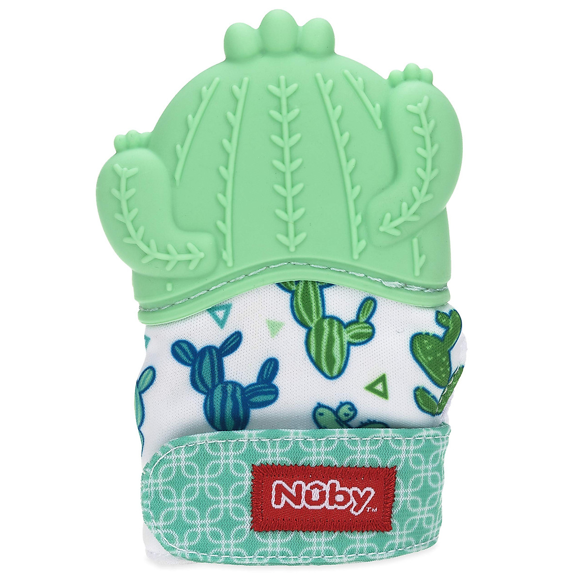 Nuby Happy Hands Silicone Teething Mitten: 3M+, Cactus, Green (80727)