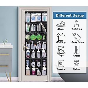 MISSLO 28 Large Pockets Hanging Shoe Organizer Over The Door Shoe Rack for Closet Door Storage Mesh Shoe Holder Hanger for Men, Black