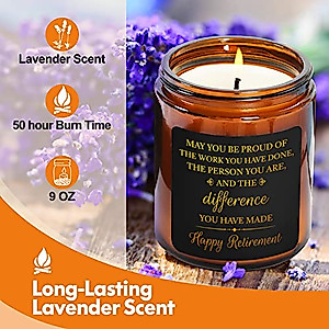 Retirement Gifts for Women-Lavender Scented Candle,Funny Female Retirement Gifts for Teacher Nurse,Gifts for Retirement Party Decorations,Happy Retired Present for Mom Grandma,Dad,Coworker