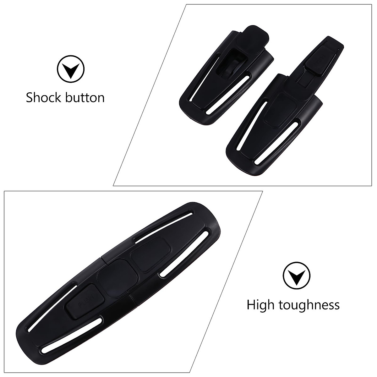 HEALLILY Baby Chest Harness Clip Adjustable Safety Belt Guard Seat Buckle Part 5 PCS (Black)