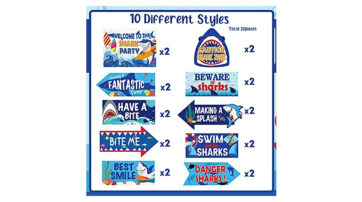 20 Pieces Shark Party Decorations for Ocean & Shark Themes