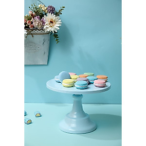 LIFESTIVAL Set of 3 Blue Cake Stand Round Metal Dessert Table Stands Display Plate for Party Wedding Birthday Baby Shower Celebration Home Decoration