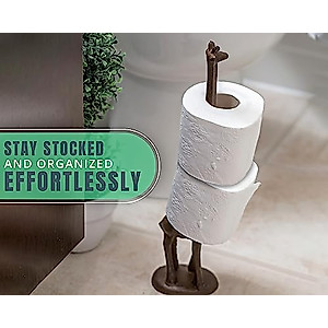 Paper Towel Holder or Free Standing Toilet Paper Holder- Cast Iron Giraffe Paper Holder - Versatile and Decorative Bathroom Toilet Paper Holder or Stand Up Paper Towel Holder - Rust Brown by Comfify