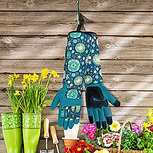 HODUP Gardening Gloves for Women,Long Floral Print Garden Rose Cactus Pruning Thorn-Proof Breathable Work Gloves with Touch Screen (Medium, Dandelions)