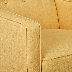 CHRISTOPHER KNIGHT HOME Mason Mid-Century Modern Tuft Back Recliner (Qty of 1, Fabric/Muted Yellow).