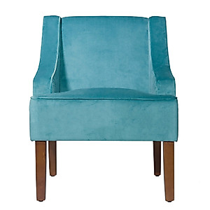 Benjara Wooden Accent Chair with Wingback, Blue and Brown