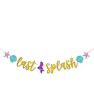 Last Splash Gold Glitter Banner for Mermaid Bachelorette Party Bridal Shower Decorations