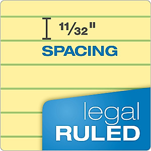 TOPS Docket Gold Writing Pads, 8-1/2" x 11-3/4", Legal Rule, Canary Paper, 50 Sheets, 6 Pack (99707), Original Version