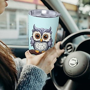 GDSHJKLW Owls On A Branch Tumbler With Lid And Straw 20oz Stainless Steel Leakproof Travel Coffee Mug Double Wall Insulated Cup Gifts For Women Home Office