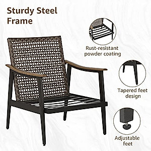 NATURAL EXPRESSIONS Patio Furniture Set,Outdoor Furniture Patio Sofa Outdoor Sectional Metal Patio Conversation Set with High Back Wicker Backrest, Loveseat & Ottoman for Balcony,Backyard,Deck