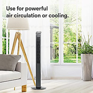 Everdure 45” Oscillating Tower Fan, Remote Controlled, 3 Speed Settings, Powerful and Targeted Airflow Control, Portable, Perfect Cooling Fan for Bedroom, Living Room, Home Office, Graphite