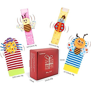 Bloobloomax Baby Rattles Toys for 0-12 Month, Infant Girl Boy Toys for Babies 3-6 Months, Newborn Hand & Foot Toys for 0 to 9 Months, Baby Shower Gifts Set with Wrist Rattle Socks
