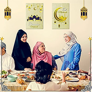 Ramadan Mubarak Garden Flag Welcome Ramadan House Flag Eid Mubarak Ramadan Decoration Outdoor Decorative Moon Lamp Flag Double Sided Seasonal Flag Lantern Pattern Moon and Star Yard Decor 12 x 18 Inch