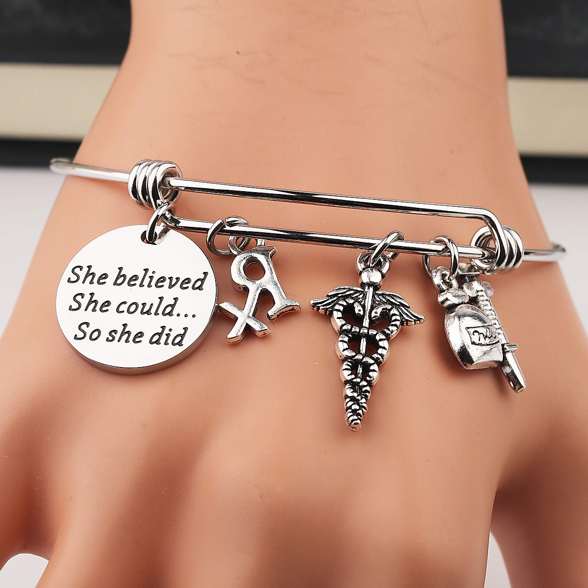 Lywjyb Birdgot Pharmacy Tech Gift Pharmacist Gift Pharmacy Tech RX Keychain for Pharmacy Student Pharmacy Technician Gift (RX bracelet)