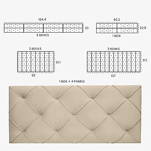 King Headboard Queen Size - Diamond Tufted Twin Headboard - Upholstered Queen Bed Wall Headboard Full- Peel & Stick Headboards Panels Queen Size - Diy headboard King Only - Wall Mounted Bed Headboard