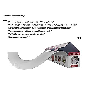 GINSU Disposable Cutting Board, Salad Vegetable/Meat Chopping, Home/On-The-Go Use, Anti-Slip, Easy-Slide Cutter, Trim to Any Size, Recyclable/Reusable, 12" x 10-Ft Roll