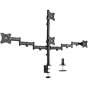 VIVO Quad Monitor Adjustable Heavy Duty Mount, Articulating Stand for 4 LCD Screens up to 24 inches STAND-V004Y