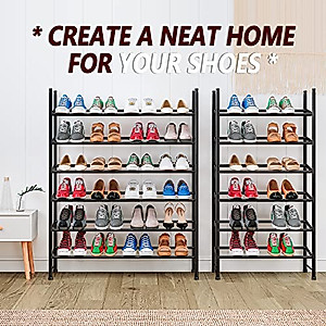 YIZAIJIA Shoe Rack Storage Organizer 6 Tier Expandable Metal Adjustable Shoe Shelf Free Standing Shoe Rack for Entryway Closet Doorway,Black