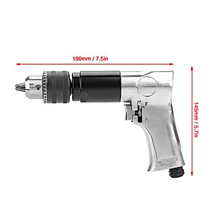 Air Drill 1/2,Pneumatic Air Drill, 900rpm CW/CCW Handle Type Reversible Variable Speed Drilling Tool Engraving Grinder with 360°Reversible Handle for Machinery Production, Furniture, Hardware