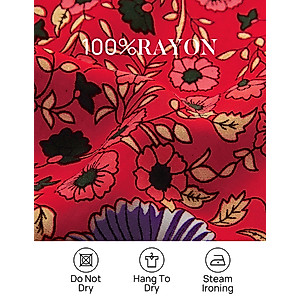 ZESICA Women's 2025 Bohemian Floral Printed Wrap V Neck Short Sleeve Split Beach Party Maxi Dress,Red,Medium