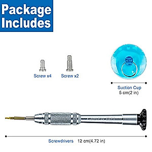 GogoFix Pentalobe Bottom Screws, Aluminum P5 Screwdriver and Suction Cup Compatible with MacBook Retina 15 inch A1707 and A1990, Year 2016-20. (Silver)