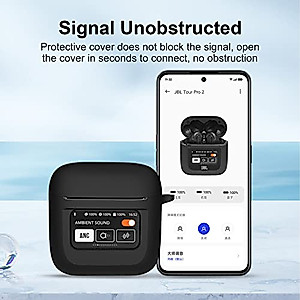 LEFXMOPHY Case for JBL Tour Pro 2 Earbuds 2023, Silicone Cover Protective Skin Sleeve (Black)