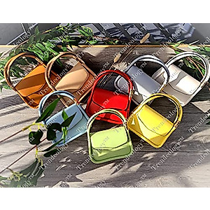 Womens Girls Small Vegan Leather Top-Handle Satchel Clutch Purse Crossbody Bag (Double Handle Satchel - Lime)