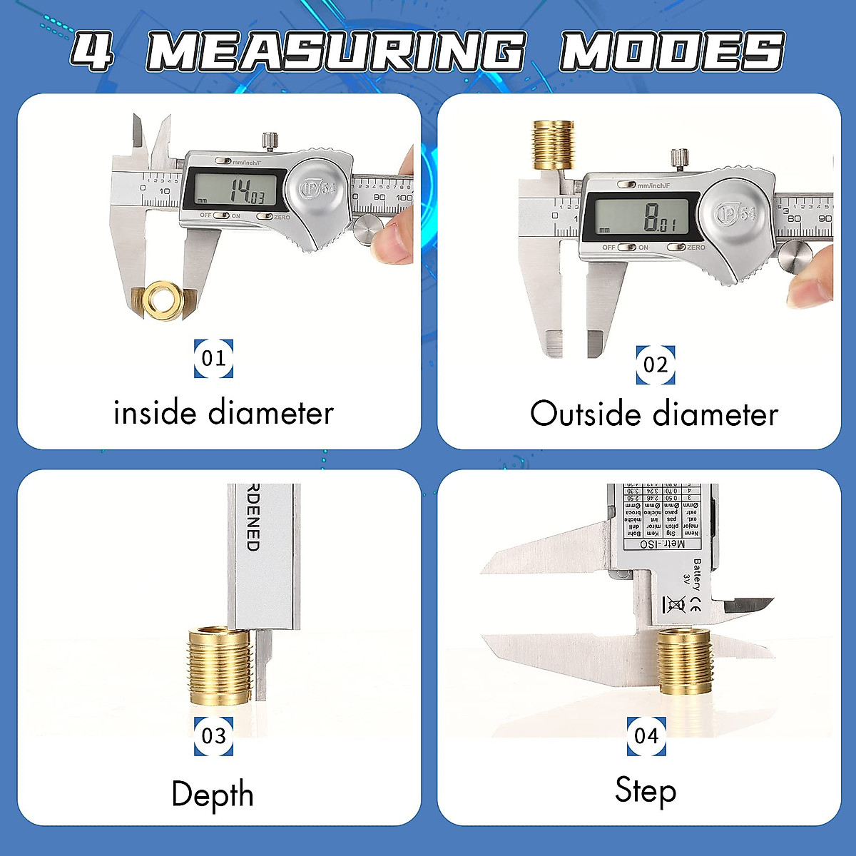 Simhevn Electronic Digital Calipers, inch and Millimeter Conversion,LCD Screen displays 0-6" Caliper Measuring Tool, Automatic Shutdown, Suitable for DIY/Jewelry Measurement (150mm inch/mm/Fraction)