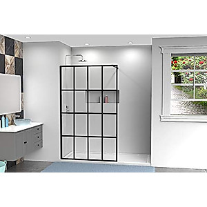 Goodyo 34" X 72" Shower Door Clear Tempered Glass Framed Shower Screen Walk-in Black Finish