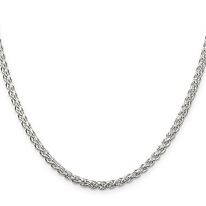 IceCarats 925 Sterling Silver 3mm Round Spiga Wheat Link Chain Necklace 24 inch