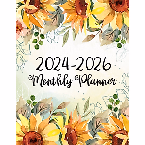 2024-2026 Monthly Planner: Large 3 Years from JANUARY to DECEMBER 36 Months Schedule Organizer with Holidays and Sunflower Cover