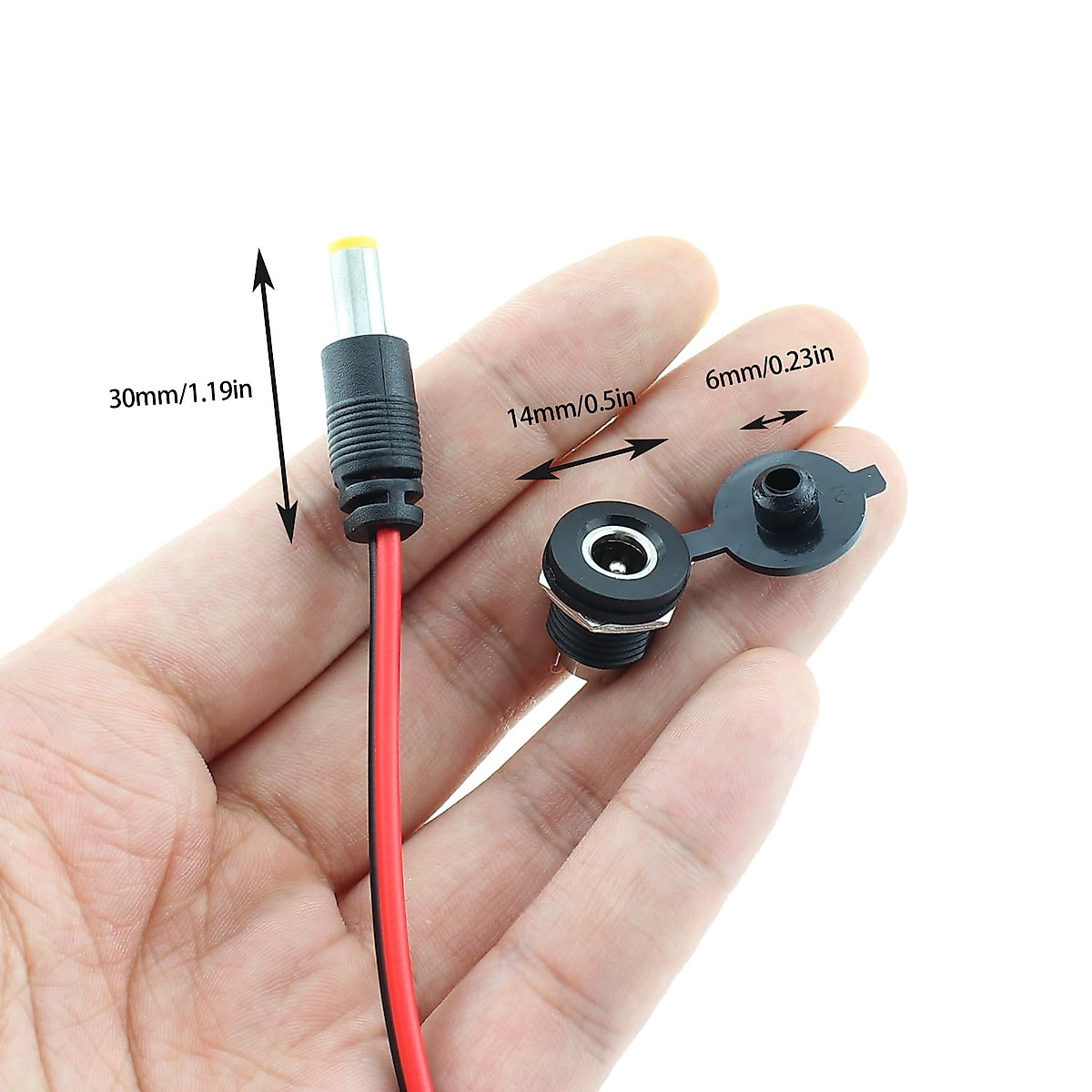 MTQY 5PCS 5.5x2.1mm DC Power Socket 50V 10A 2.1mm x 5.5mm Panel Mount Connector Adapter with Prewelded Wire and Waterproof Plug for Telephone Video Communication Audio