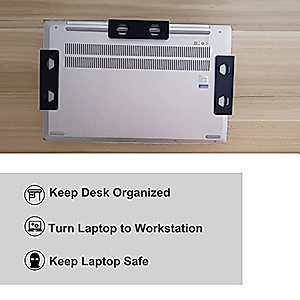 PIAOLGYI Black Under Desk Laptop Holder Mount with Screw,Under Desk Laptop Mount Bracket,Add On Under Table Laptop/Keyboard Storage（3 Pcs）