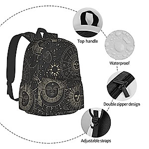 Sun Moon Backpack Book Bags Lightweight Casual Laptop Backpacks Travel Daypack For Man Woman