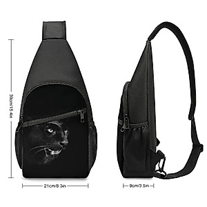 Black Panther Portrait Crossbody Shoulder Bag Sling Backpack Travel Hiking Daypack Casual Chest Pack For Women Man One Size
