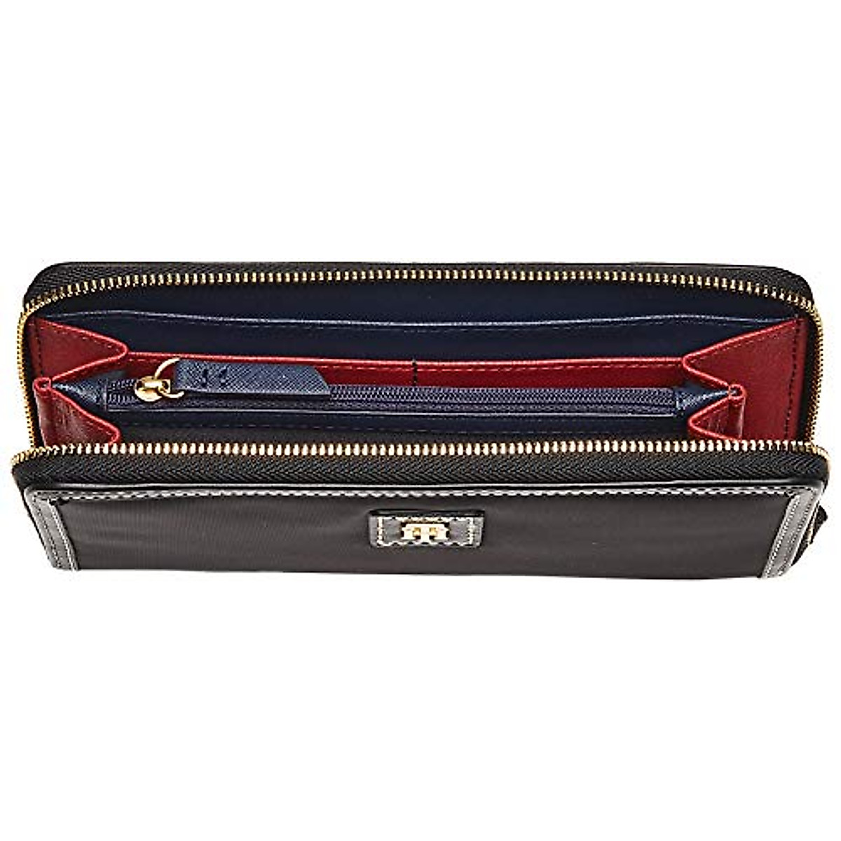 Tommy Hilfiger womens Julia Large Nylon Zip Wallet, Black, One Size US