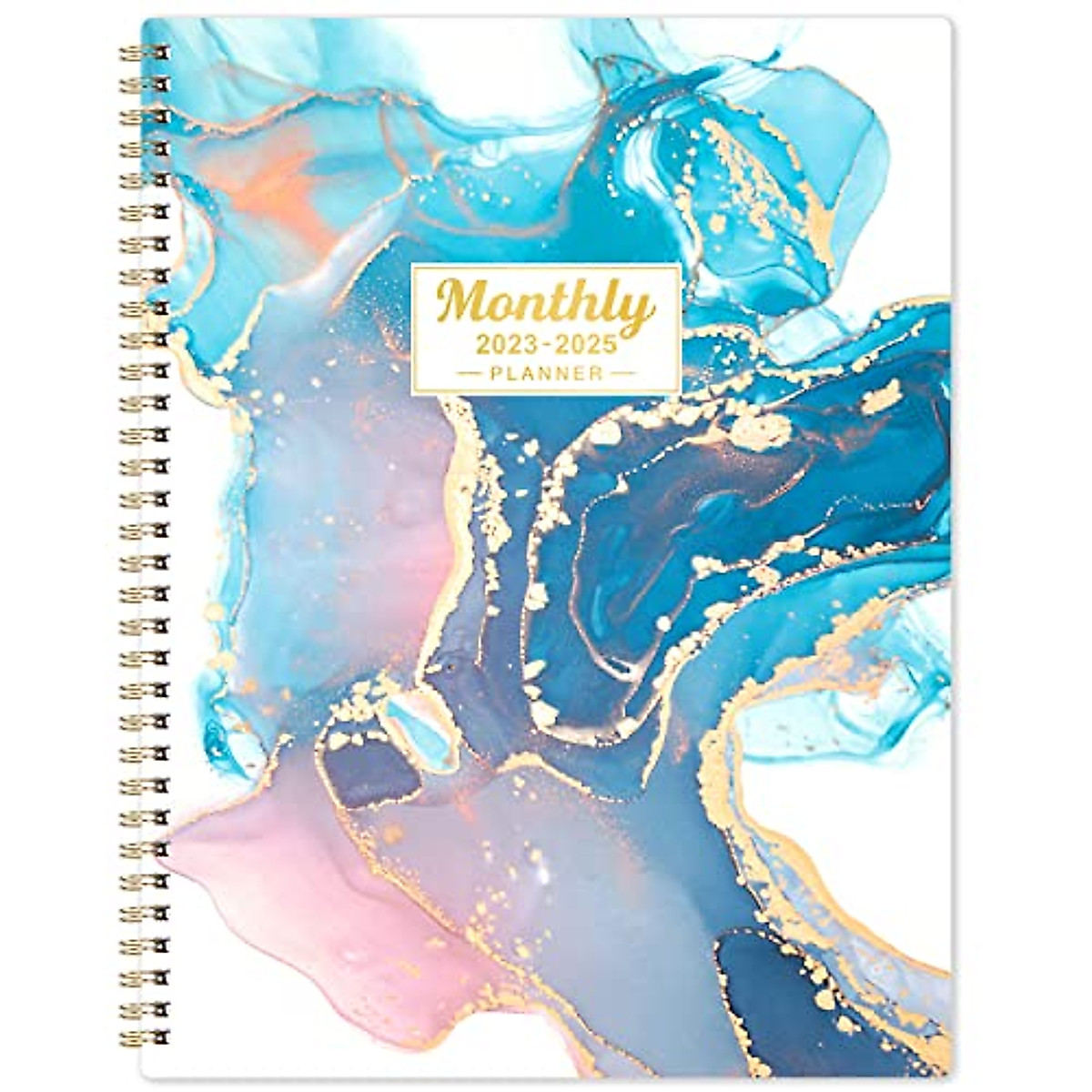 2023-2025 Monthly Planner/Calendar - Jul. 2023 - Jun. 2025, Monthly Planner 2023-2025, 8.5" × 11", Two-Year Monthly Planner with Flexible Cover, Monthly Tabs, Pockets - Pink Waterink