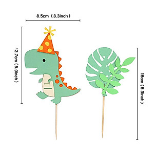 LaVenty Gold Dinosaur First Birthday Decoration Dinosaur One Cake Topper Dinosaur 1st Birthday Cake Topper for Boy Dinosaur Birthday Party Decoration
