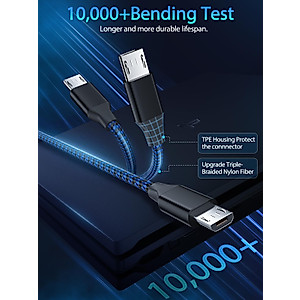 3-Pack 6FT Micro USB Cable Android Charger Cord,Long Braided Fast Micro-USB Charging Cable Compatible with Fire Tablet, Kindle,Samsung Galaxy S7 S6 J7 Tab A E 4,PS4 Xbox LG K40 K20 Moto E4 E5 E6 Phone