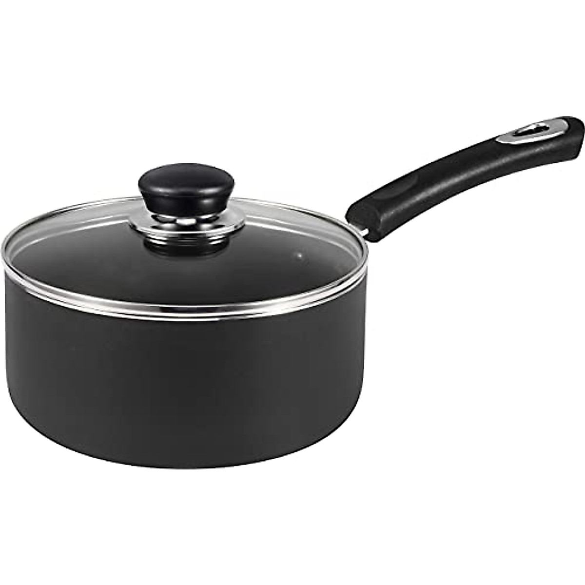 Utopia Kitchen 2 Quart Nonstick Saucepan with Glass Lid - Multipurpose Use for Home Kitchen or Restaurant (Grey-Black)