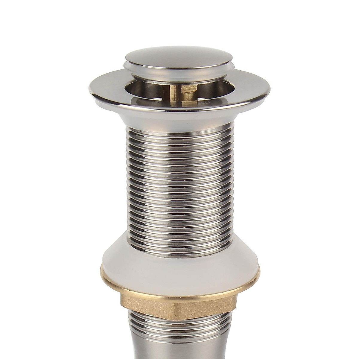 Bathroom Faucet Vessel Pop Up Sink Drain with Detachable Basket Stopper, Brushed Nickel Without Overflow