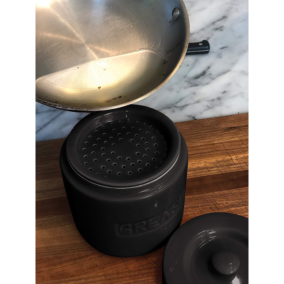 Fox Run Bacon Grease Container, 5 x 5.5 inches, Black