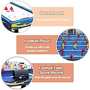 IFOYO 48 in / 4 ft Multi-Function 4 in 1 Steady Combo Game Table, Hockey Table, Soccer Foosball Table, Pool Table, Table Tennis Table, Yellow Flame