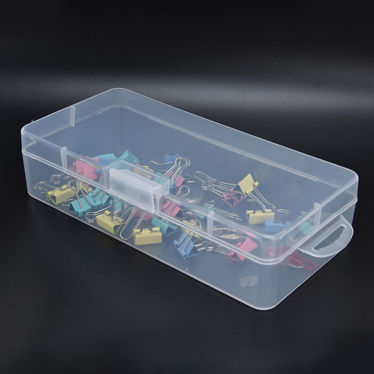 4 Packs Small Plastic Boxes,Clear Plastic Storage Container Bins with Latching Lids,Stackable Craft Box Containers for Craft Supplies and Little Bits,Organizing Container for Home, Office