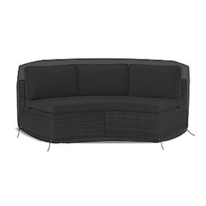Covers & All Curved Outdoor Couch Cover, 12 Oz PVC Polyester Patio Furniture Cover, Tear & UV Proof Couch Cover Patio with Air Pockets & Drawstrings (90" L x 34" W x 32" H x 46" FL, Black)