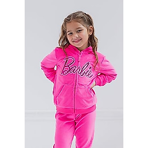 Barbie Toddler Girls Velour Zip Up Hoodie Pants Outfit Set Pink 5T